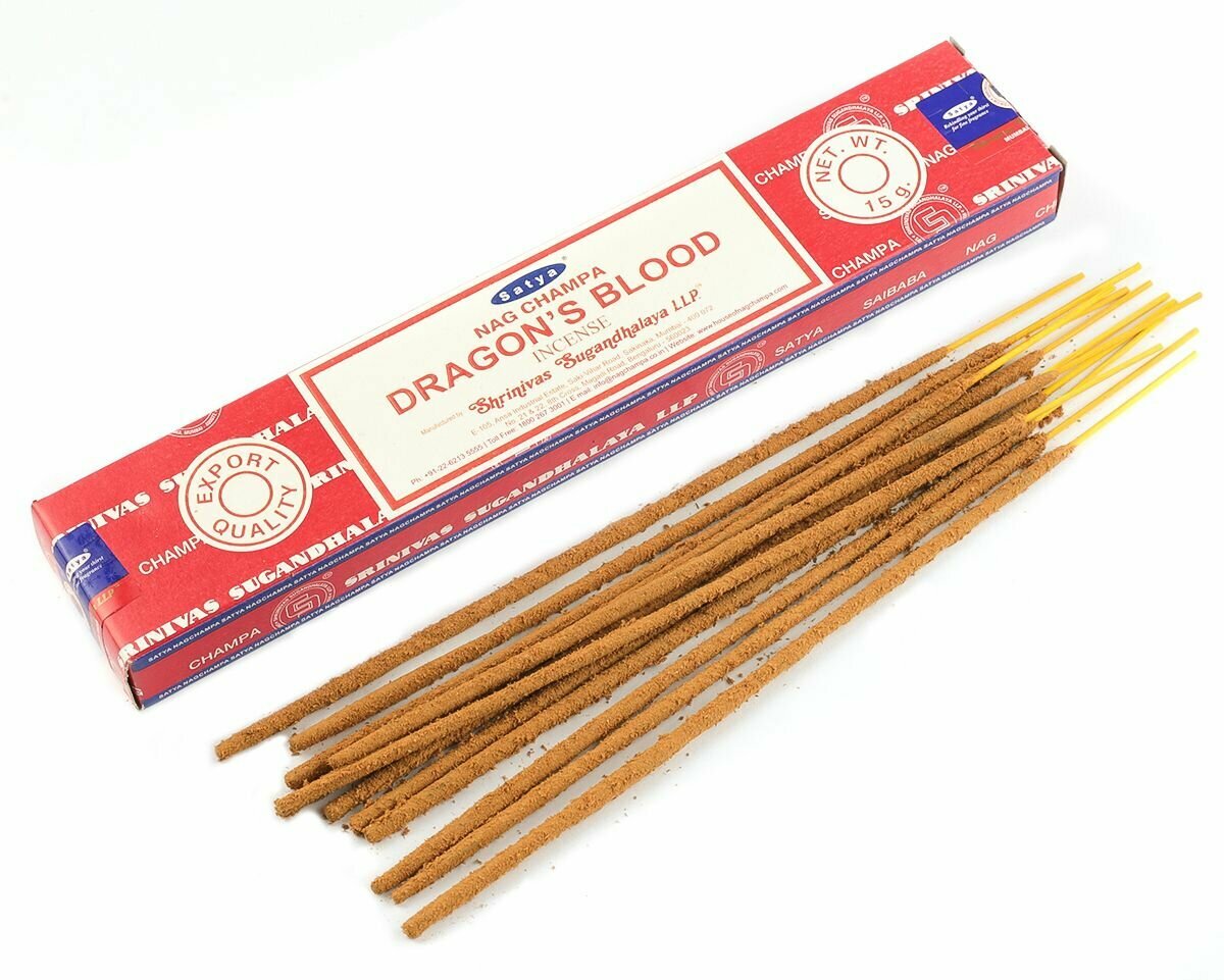 Nag Champa DRAGON'S BLOOD Incense, Satya (Благовония НАГ чампа кровь дракона, Сатья), 15 г.