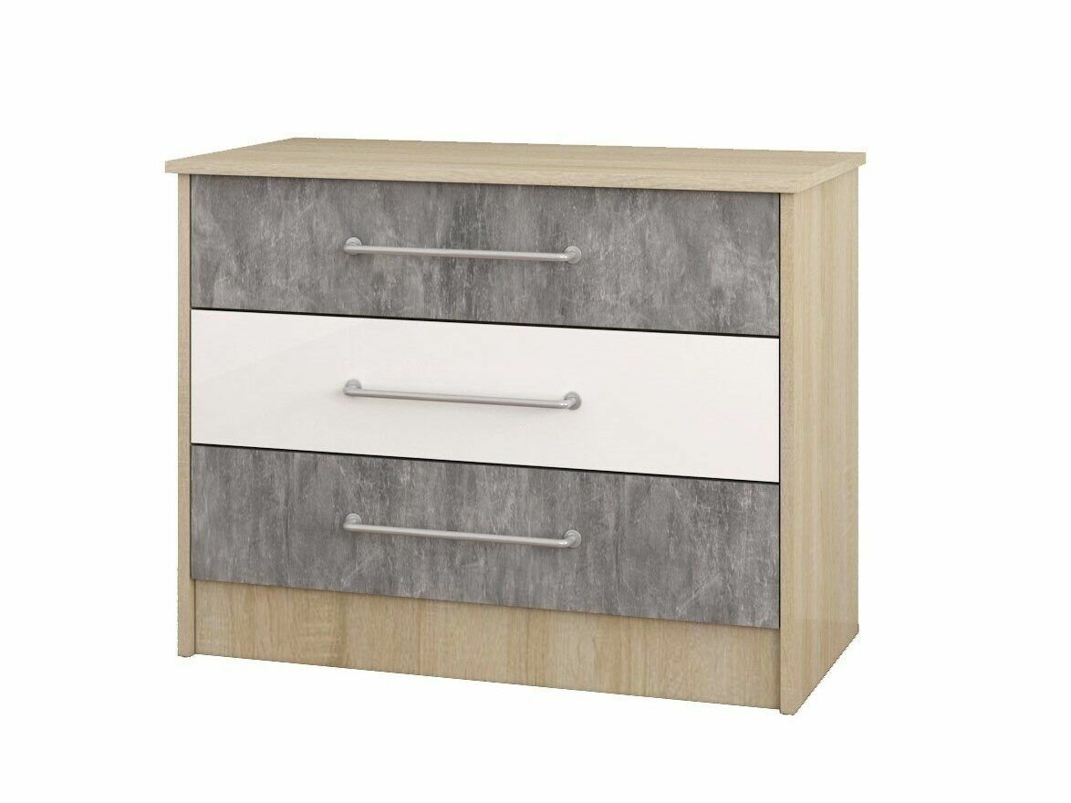 Комод "Колибри Лофт" Дуб сонома / Ателье светлое / Акрил белый