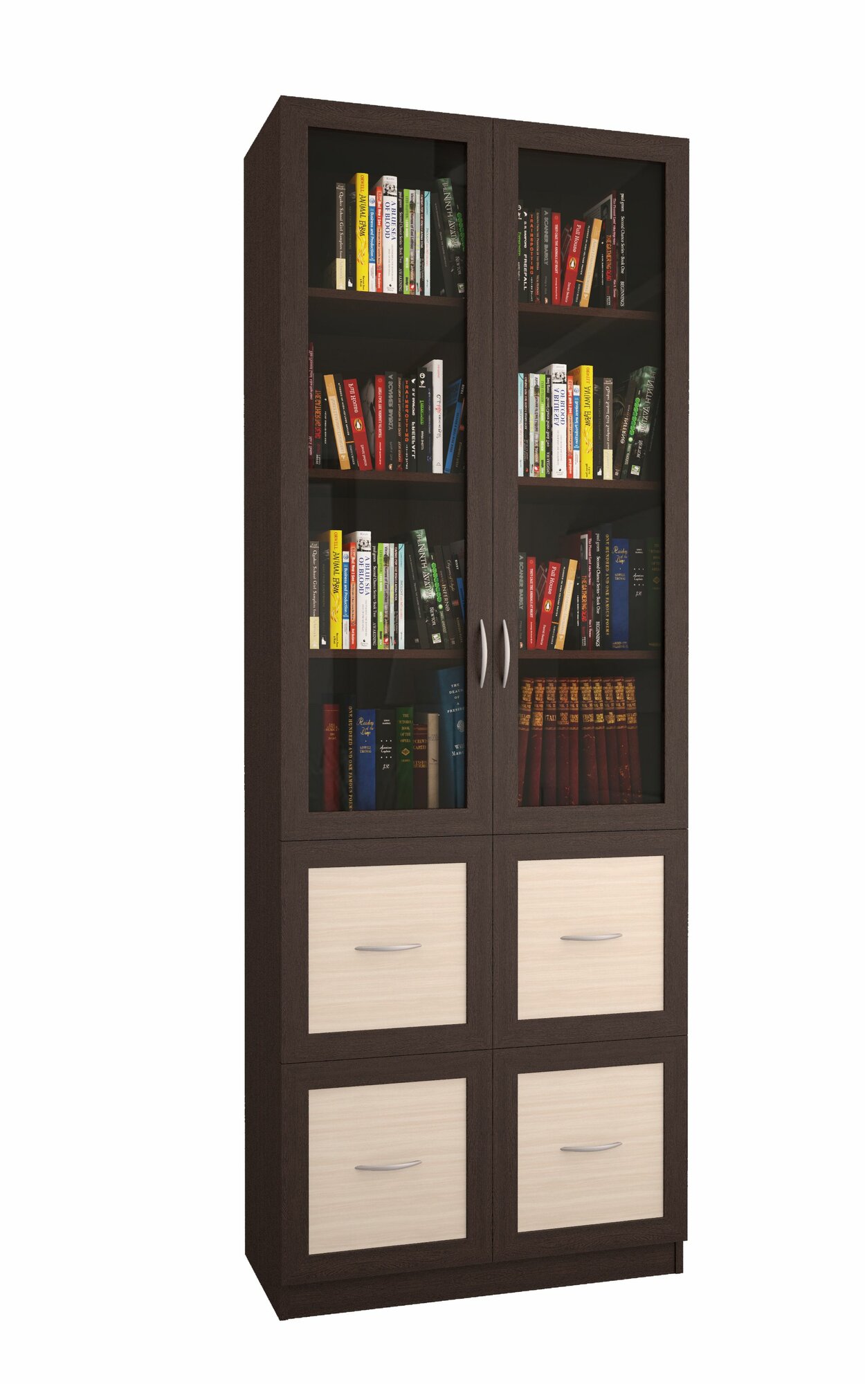 Книжный шкаф "Библиограф 2.4" 80х200х40, венге цаво / дуб молочный