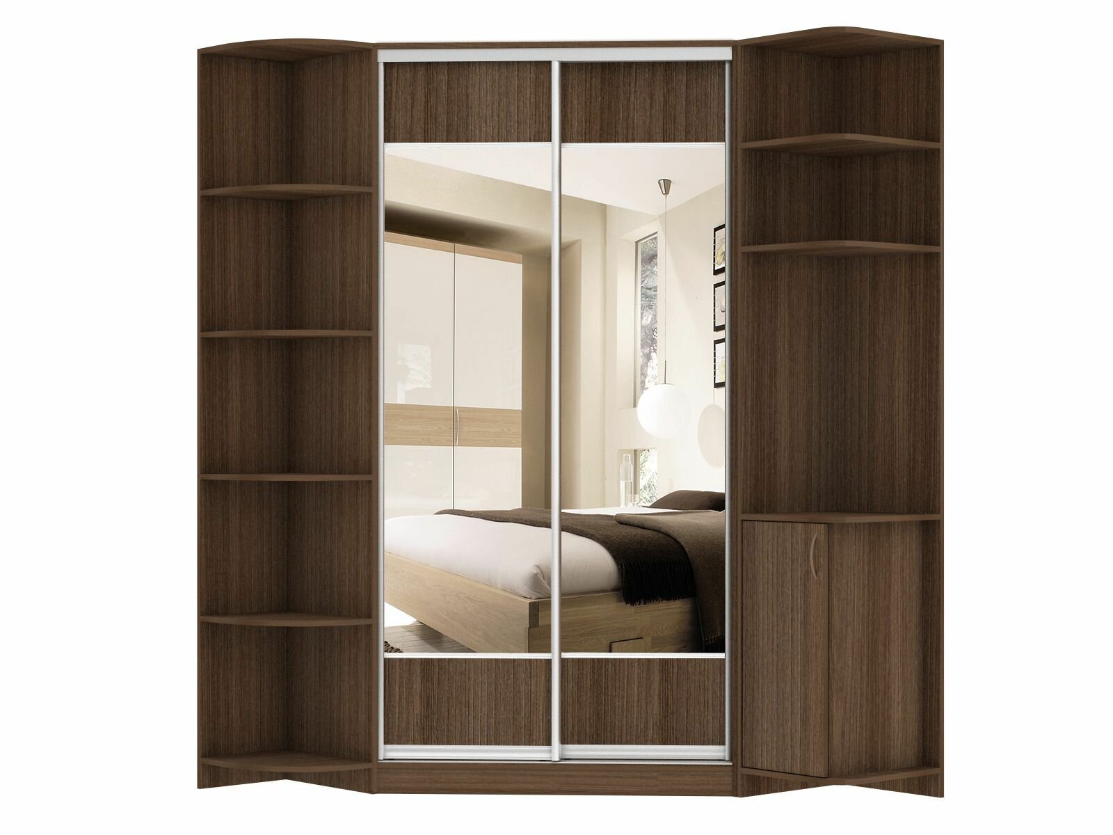 Шкаф угловой для одежды "Наполеон 5.3" 140/150х220х45, ясень шимо темный