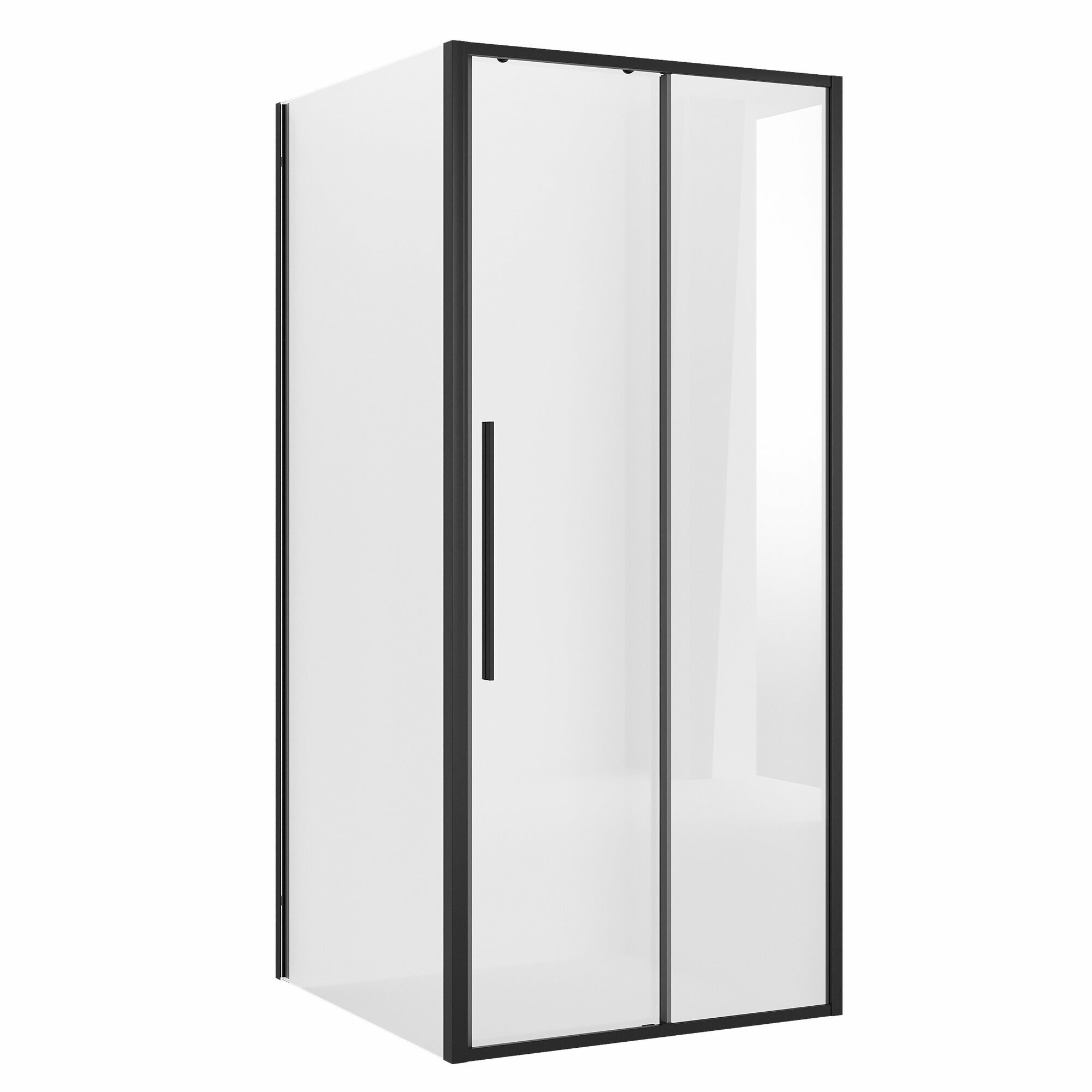 Душевое ограждение Niagara Nova NG-84-10AB-A80B-34 (100х80х195) прямоугольник, черный матовый, дверь раздвижная, стекло прозрачное,2 места