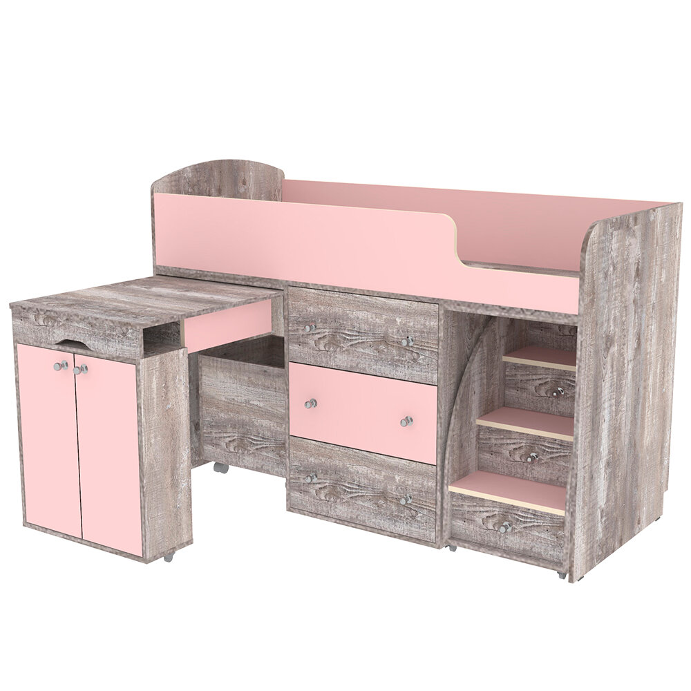 Кровать чердак Малыш Бетон Розовый