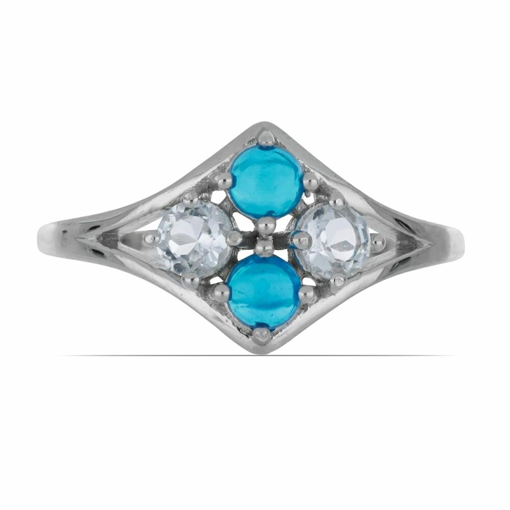 Кольцо тонкое, серебро, 925 проба, родирование, опал, топаз