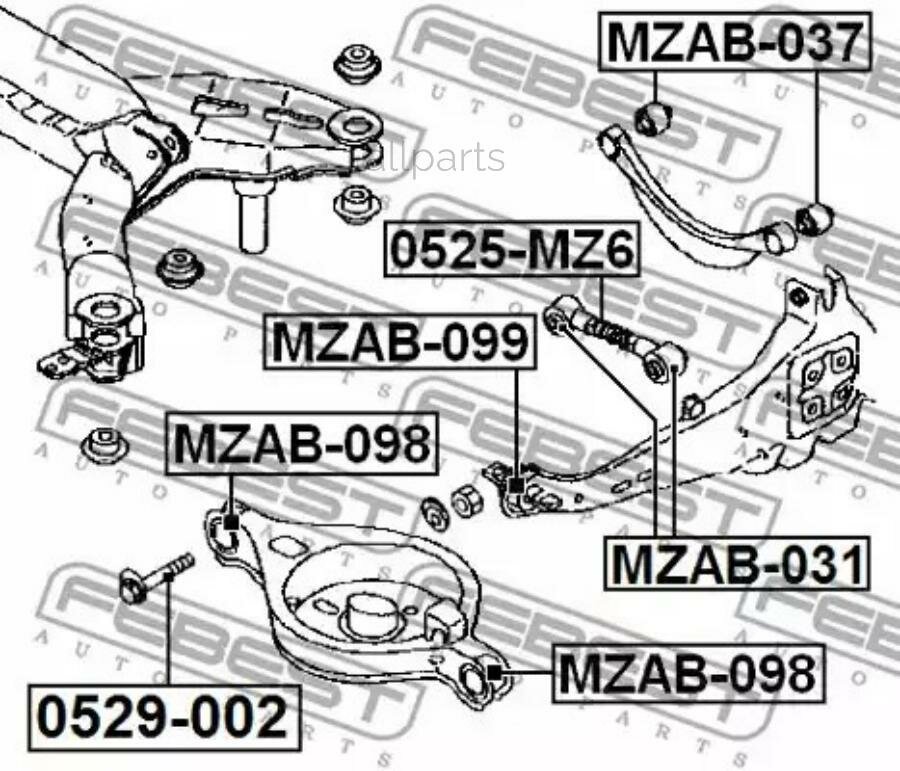 FEBEST 0529-002 Болт с эксцентриком MAZDA 3 III/6 II/CX-5 FEBEST 0529-002