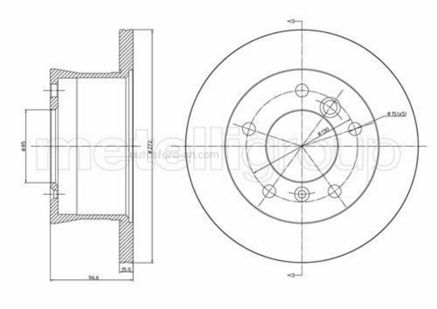 METELLI 230492 Тормозной диск Mercedes Sprinter 2t-3t-4t (2002-), VW LT 28-35, 28-46 R