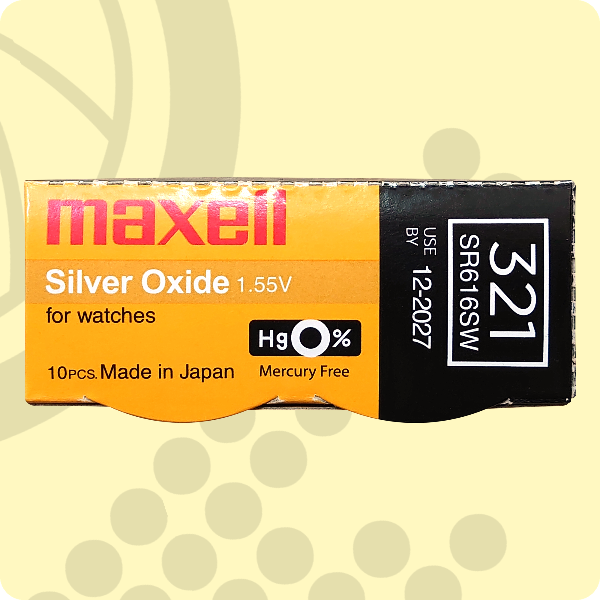 Maxell 321 (SR616SW) | 1.55 Вольт, Оксид Серебра (silver oxide) батарейки - 10шт.