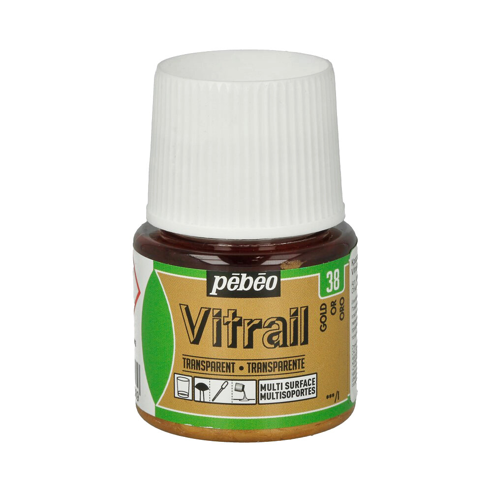 "PEBEO" Краска для стекла и металла Vitrail лаковая прозрачная 45 мл 050-038 под золото
