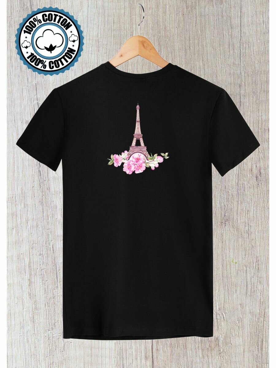 Футболка эйфелева башня цветы paris