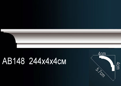 Карниз потолочный 40x40 мм полиуретановый плинтус под покраску белый Perfect AB 148-1 метр