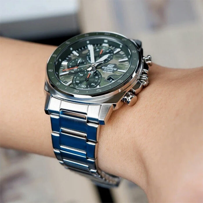 Наручные часы CASIO Edifice, зеленый, серебряный — фото 1