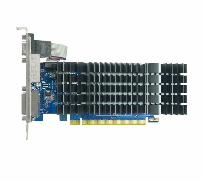 Видеокарта ASUS NVIDIA GeForce GT 710 (GT710-SL-2GD3-BRK-EVO) - PCI Express 2.0, 2 ГБ, DDR3, 64 бит, HDMI, VGA, GPU 954 МГц