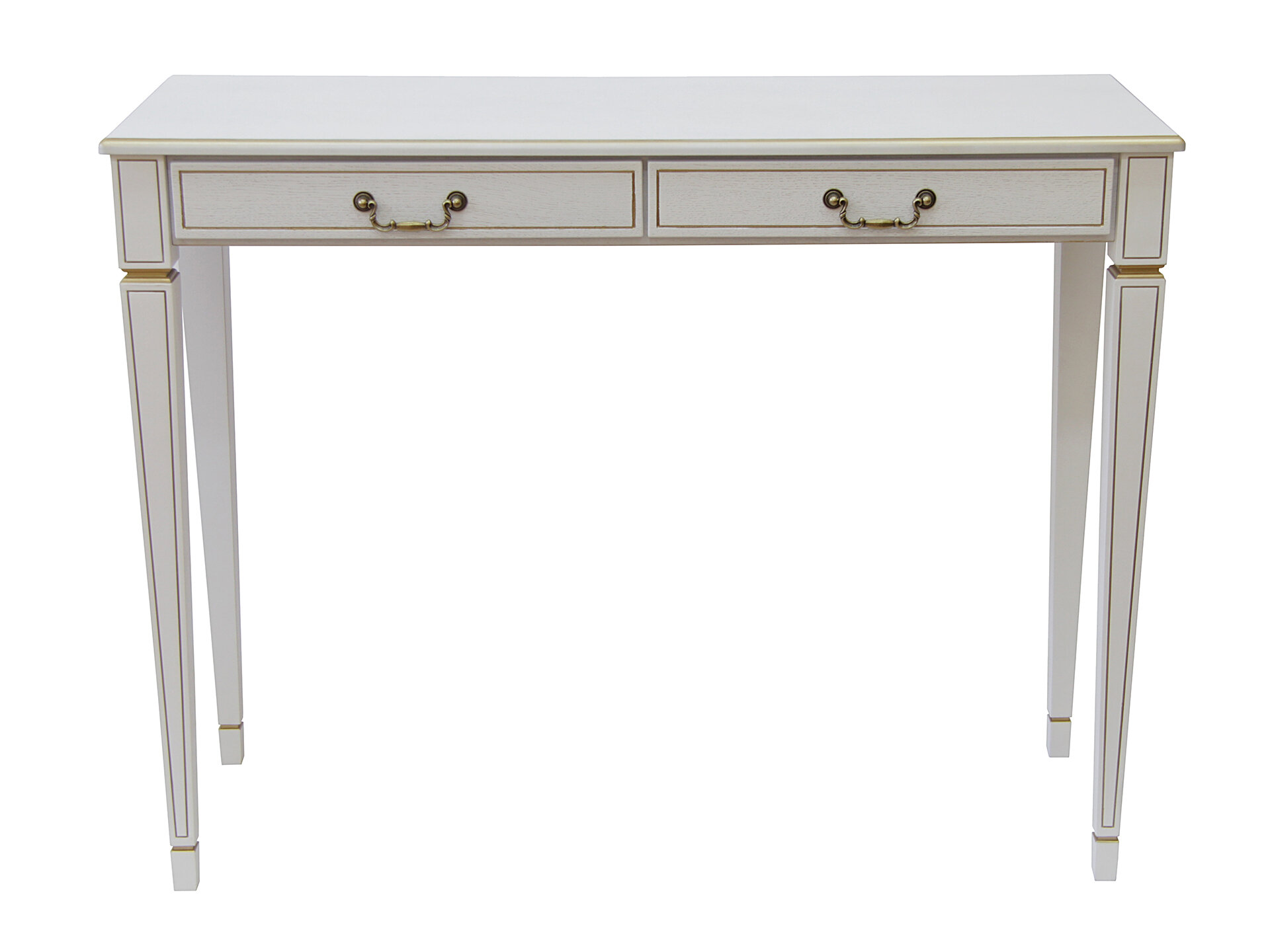 Консоль Васко В 91Н белый ясень/золото, МДФ, белый ясень, золото, 112x86x41 см, 2 ящика.