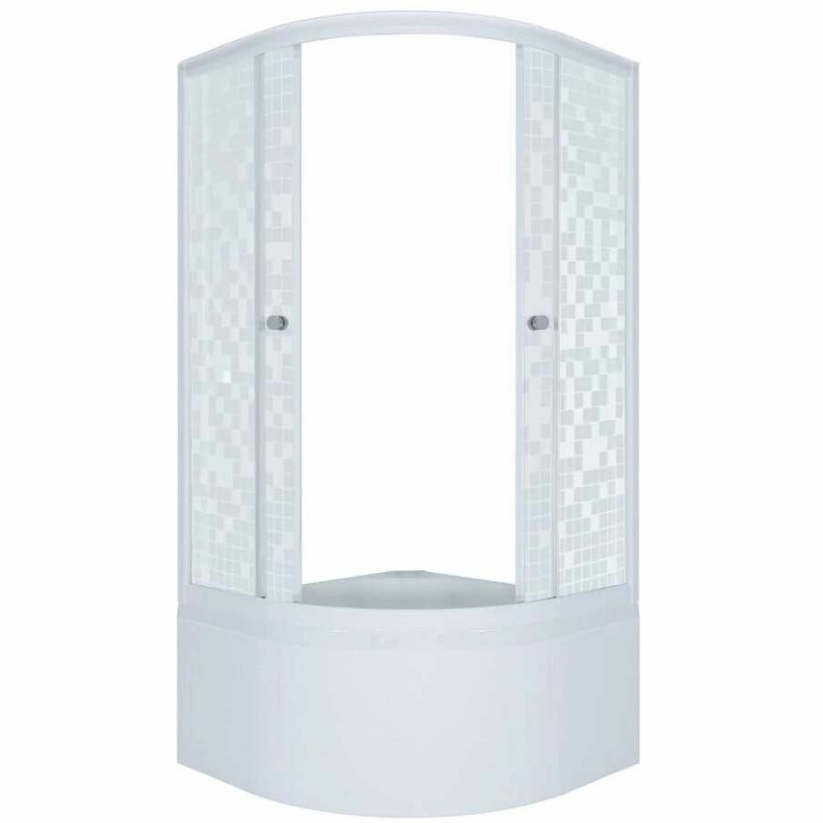 Душевой уголок Тритон Мозаика 900х900х1920 мм, прозрачный, с рисунком 4 мм, профиль белый (Щ0000061797) Б (5 мест+сифон D50)