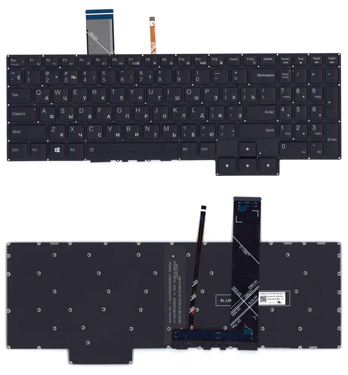 Клавиатура для Lenovo IdeaPad Gaming 3-15ARH05 черная белая подсветка