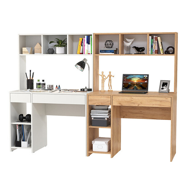 Стол компьютерный Комфорт 12.77F + Стол компьютерный Комфорт 12.77F, цвет белый шагрень/дуб крафт золотой