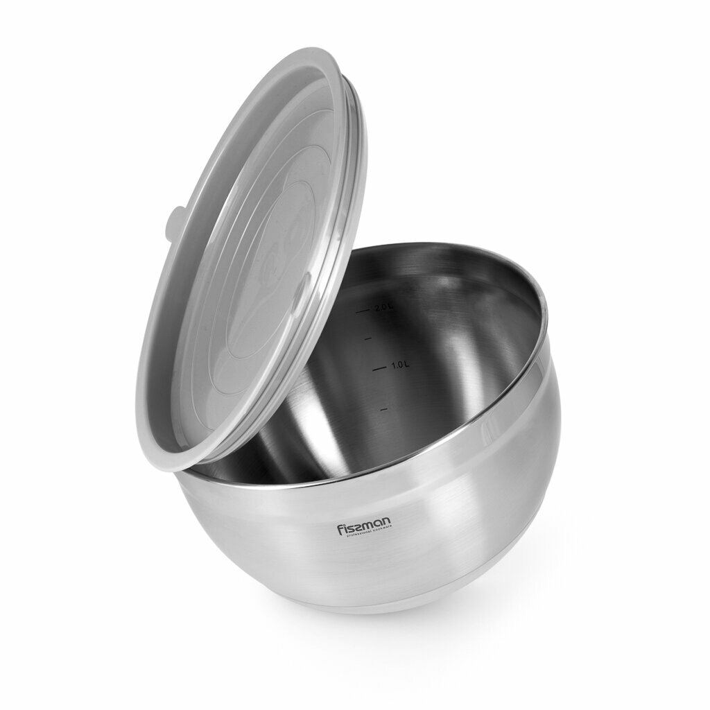Миска из нержавеющей стали с пластиковой крышкой 20 см / 3 л арт. 5443