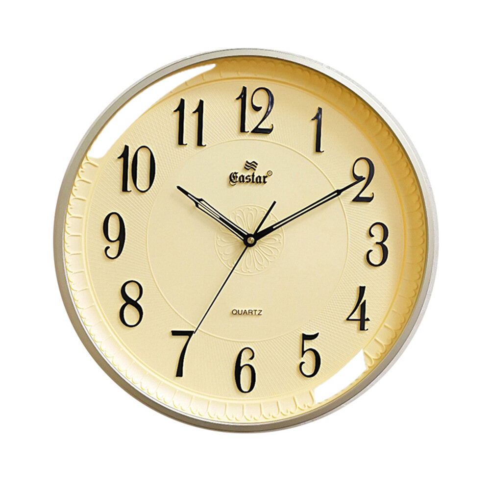 Настенные часы EASTAR "3032", бесшумные, круглые, 38см, лимонно-желтые