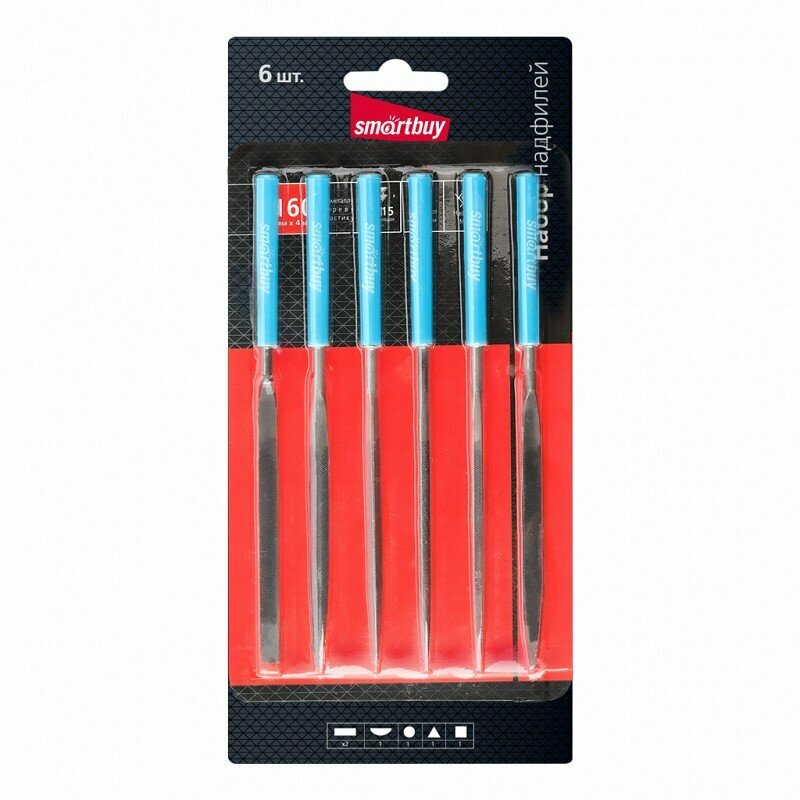Набор надфилей d4x160мм, 6 шт, пласт. ручка, Smartbuy tools, цена за 1 шт