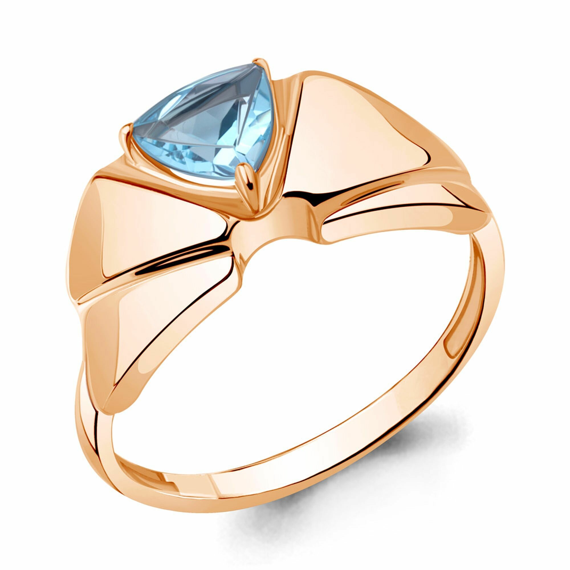 Кольцо, серебро, 925 проба, золочение, топаз