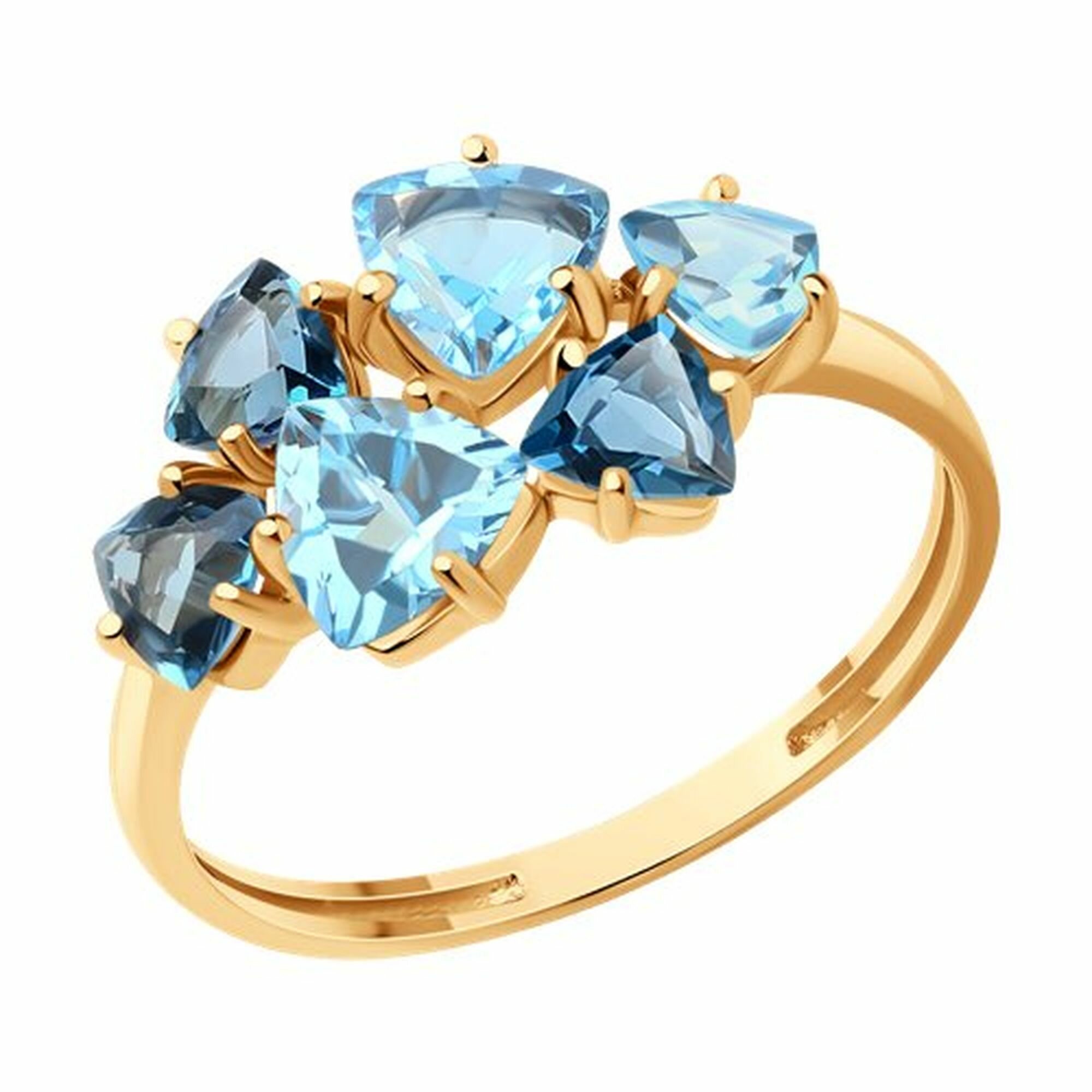 Кольцо, красное золото, 585 проба, Лондон топаз, топаз