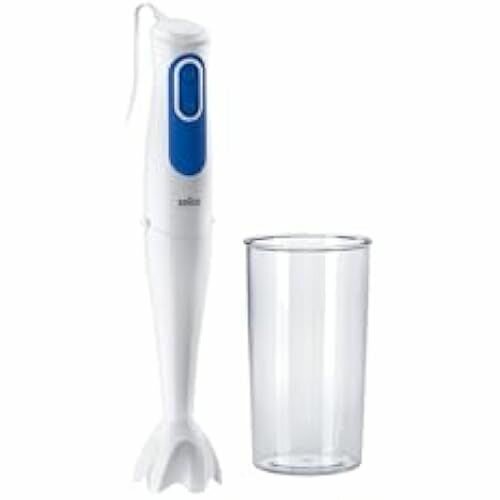 Ручной блендер Braun MultiQuick 3 MQ 3000 Smoothie+ палочка для пюре, 2 скорости, PowerBell Plus и технология SplashControl, 700 Вт, включает мерную чашку на 600 мл, синий/белый