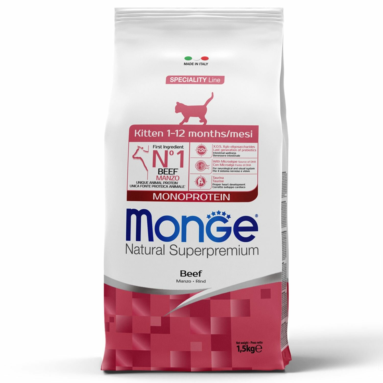 Корм сухой Монж с говядиной для котят Monge Monoprotein Kitten Beef, 1,5 кг
