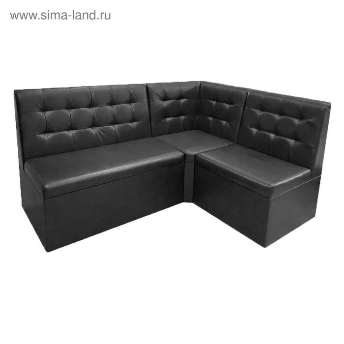 Кухонный уголок «алекс», экокожа, 1630×500×950 мм, TEOS BLACK