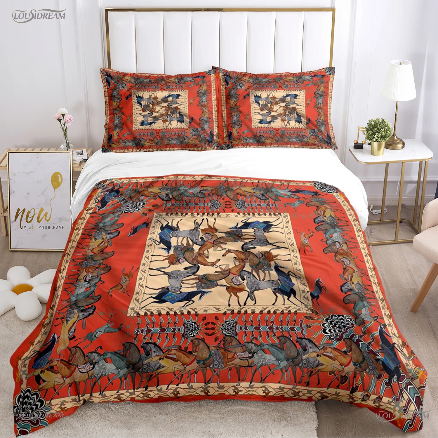 LOUSIDREAM Этнический комплект постельного белья из микрофибры 3 шт AU Single 145x210cm, Style R