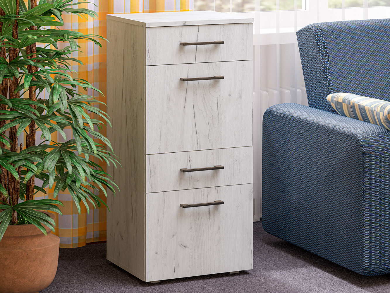 Тумба МК "Пирамида" 2+2 , 2 ящика и 2 шкафчика, цвет крафт светлый, 100х45х40 см