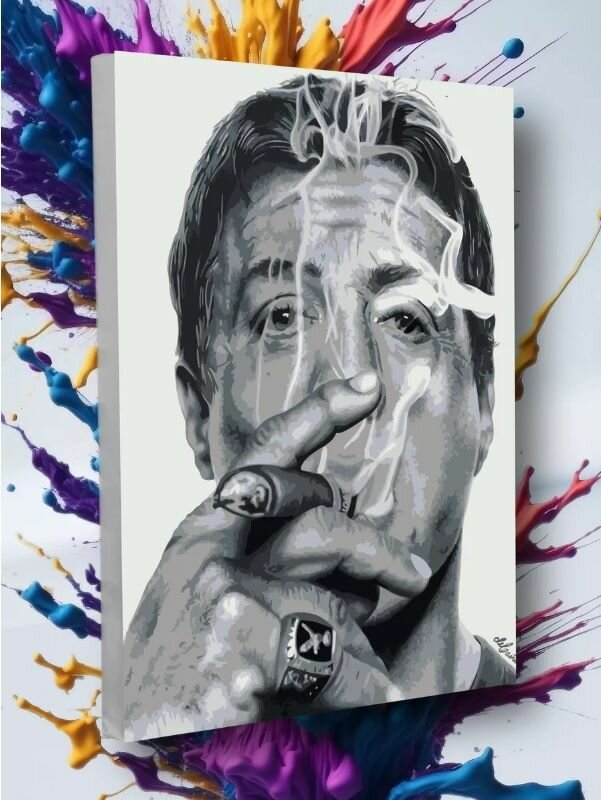 Картина по номерам Сильвестр Сталлоне, Неудержимый, Рэмбо 40х50