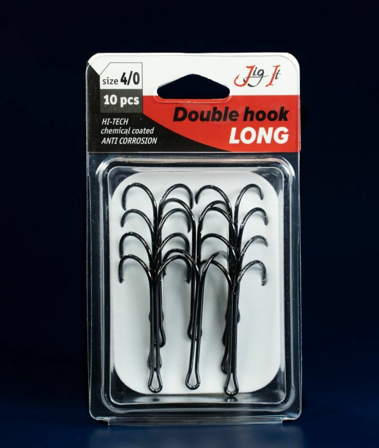 Двойник JIG IT Long double hooks, 10 шт/уп. №4/0