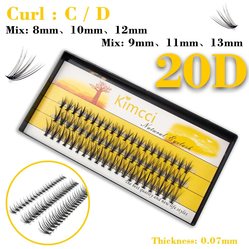Искусственные ресницы Kimcci 20D C изгиб, MIX 9-13 мм, 60 шт.