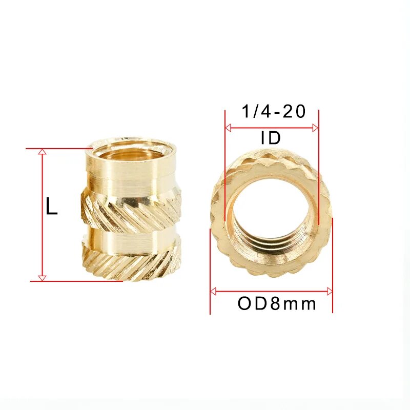 Медные гайки NEWHONGHUIDA Nut1/4 2-56 4-40 6-32 8-32 10-32 Length 10mm, 1I4-20(OD 8mm) 30Pcs