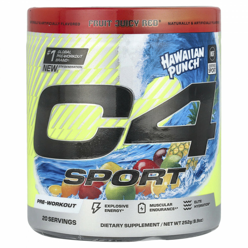 C4 / Cellucor, C4® Sport, предтренировочный комплекс, Hawaiian Punch® Fruit Juicy Red®, 252 г (8,9 унции)