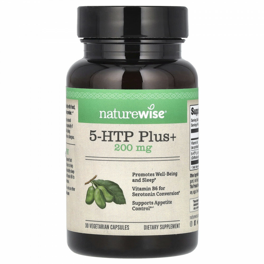 NatureWise, 5-HTP Plus+, 30 вегетарианских капсул