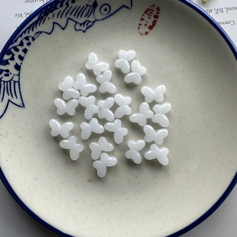 Стеклянные бусины-бабочки 10x14 мм Белый, 3