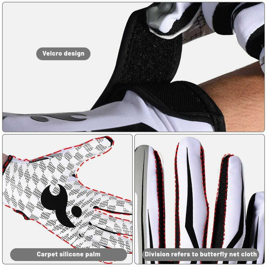 (Комплект) Молодежные перчатки для американского футбола и регби, уличные силиконовые спортивные нескользящие бейсбольные перчатки-M-white