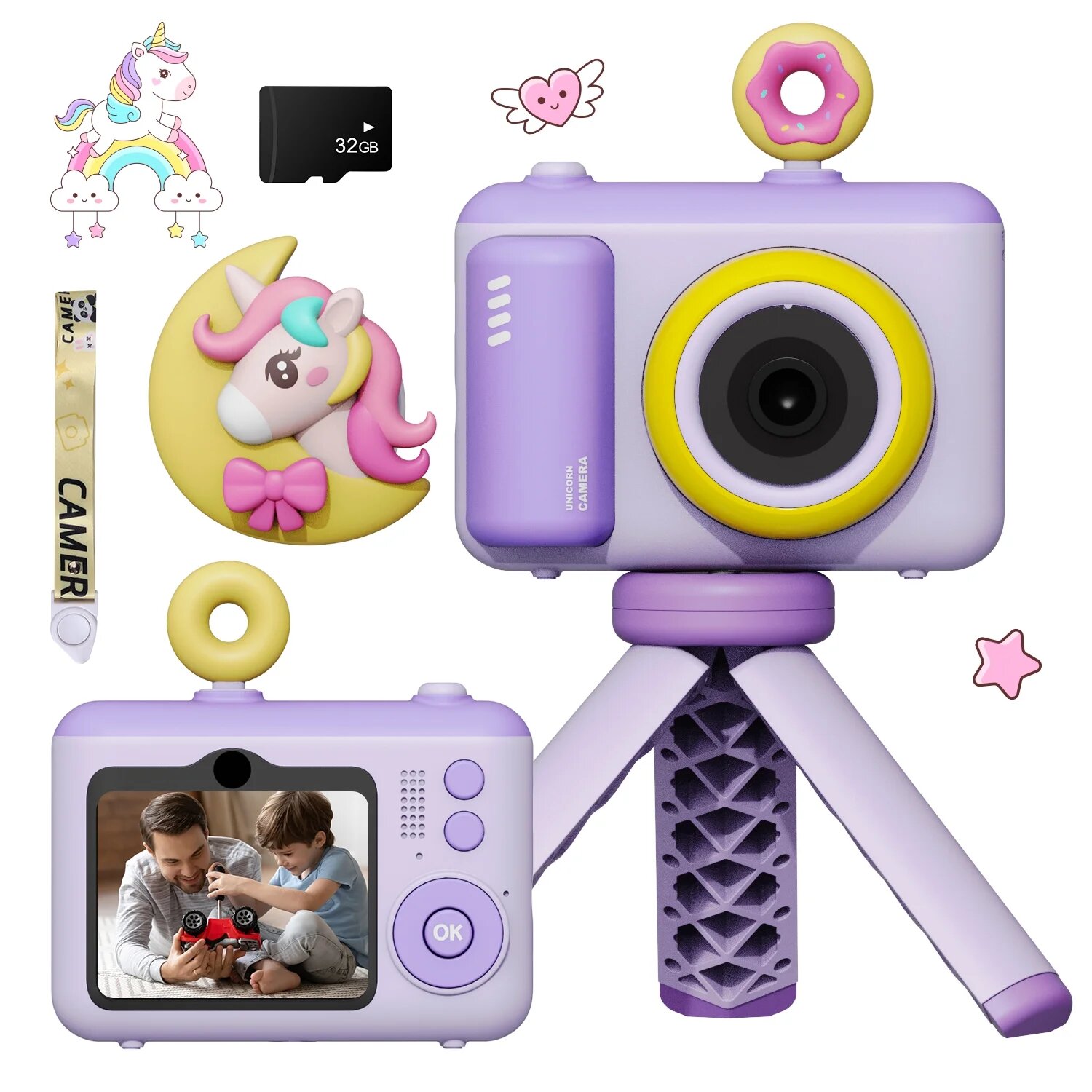 Детская камера для детей, камера для малышей, рождественские подарки на день рождения, игрушки, детская камера с откидны