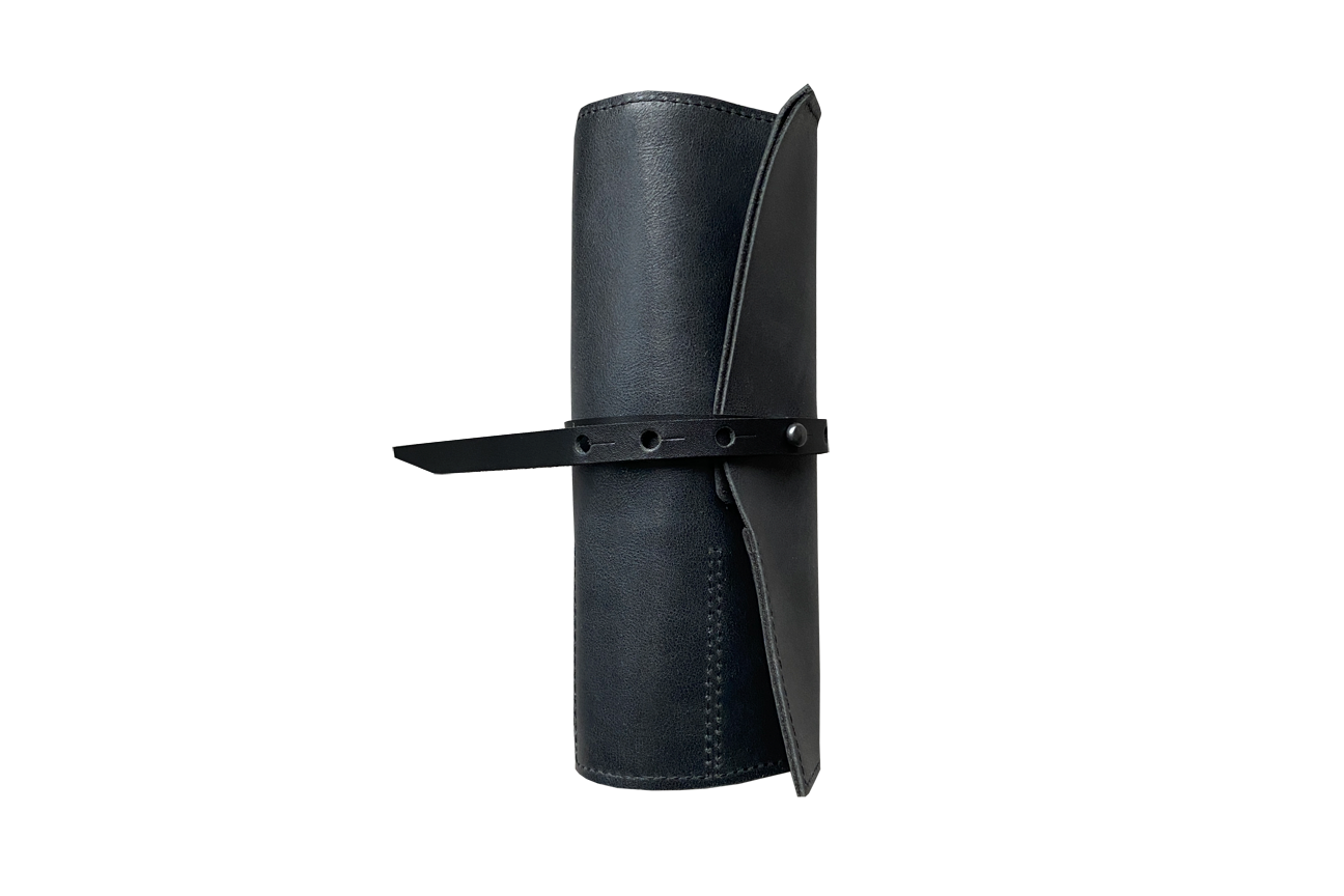 Пенал-скрутка DOSTIEN, натуральная кожа, черный, 7 отделений