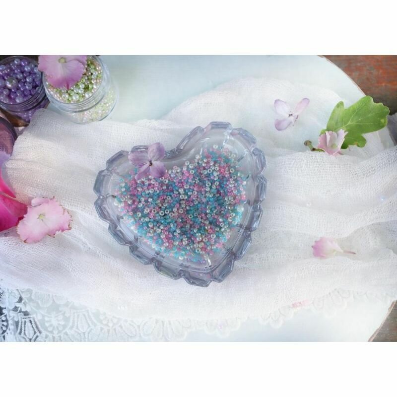 Бисер 22371 Белый + Розовый + Голубой