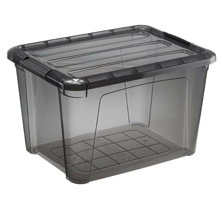 Ящик для хранения 15,5 л с замком кип черный прозрачный 375x285x230 М-Пластика М2337