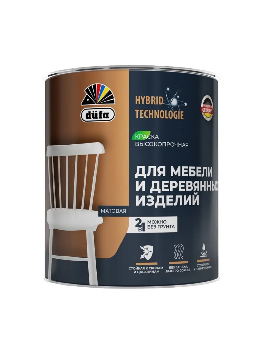 Краска для мебели и дерева гибридная 2 л белая (база 1)