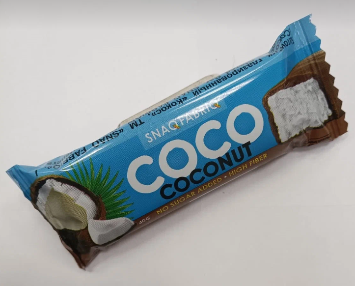 Батончик Snaq Fabriq COCO COCONUT, глазированный с начинкой кокос, с высоким содержанием клетчатки, 40 гр