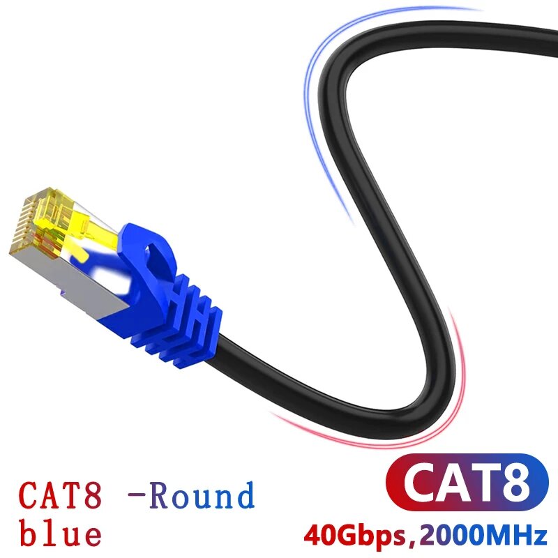 Игровой Ethernet кабель Cat8 40 Гбит/с 5-30 м Cat 8 Cable-Blue, 0.5M