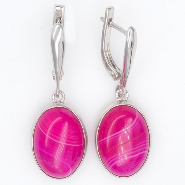 Серьги, серебро, 925 проба, агат