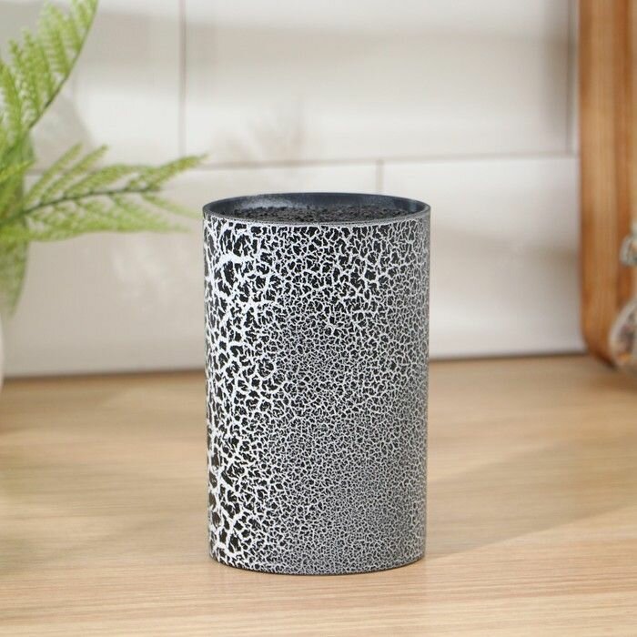 Подставка для ножей Доляна с наполнителем "Черный разлом", 14х9 см, черный