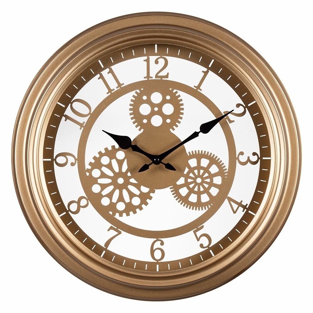 Часы настенные Рубин "Скелетон", из металла, диаметр 40 см, корпус белое золото (4043-002)