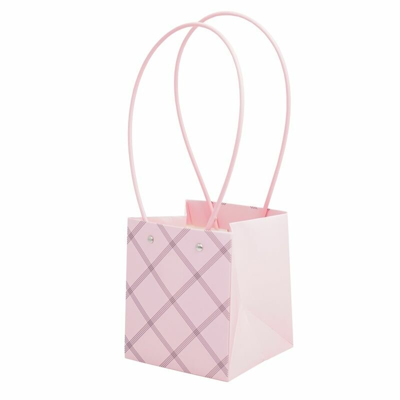 Пакет для цветов Веселуха Розовый, размер 13х12х15 см, с ручками