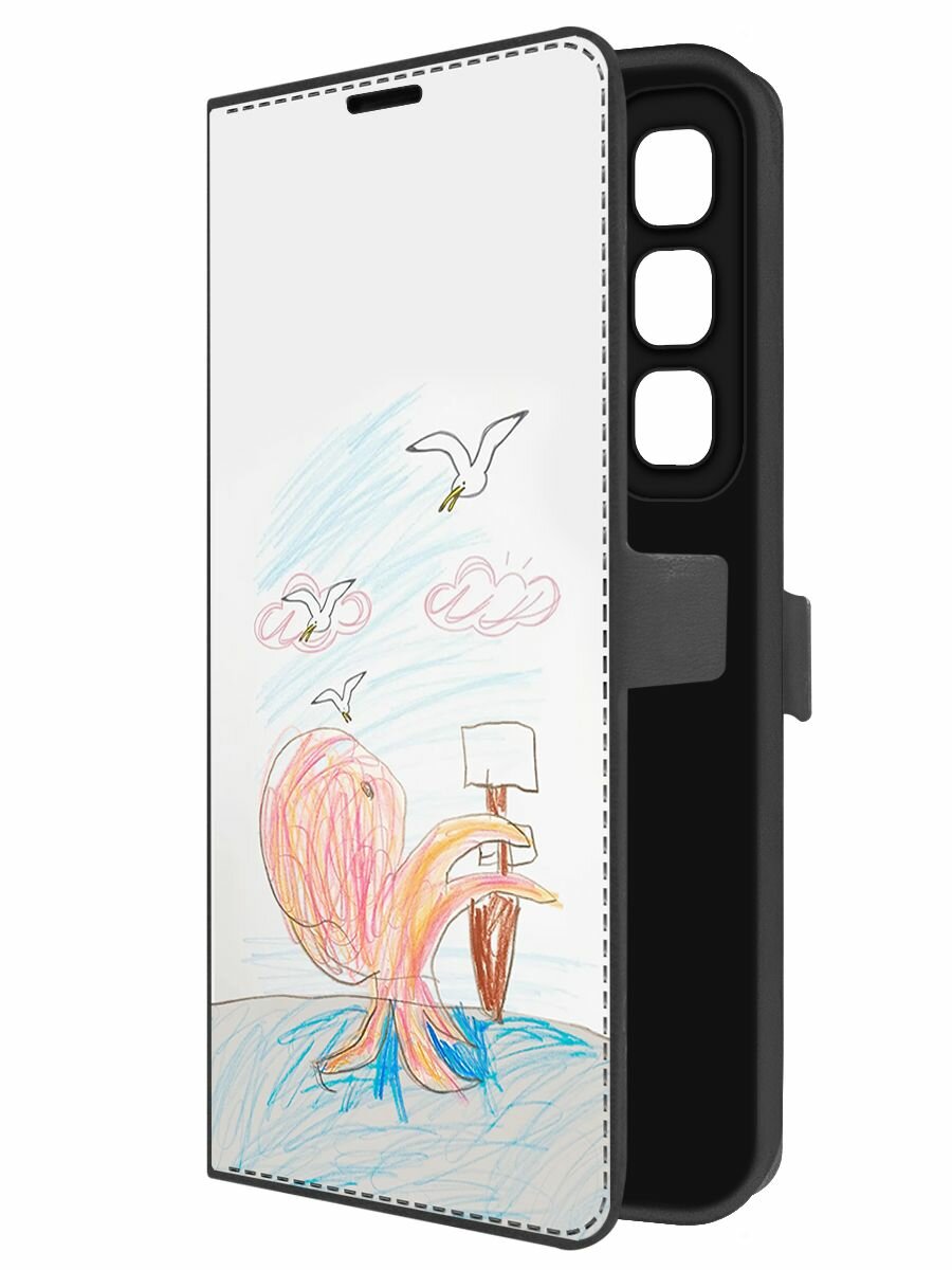 Чехол-книжка Krutoff Eco Book для INFINIX Hot 50 Pro Кракен (черный)