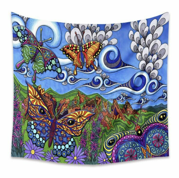 Гобелен двуспальная кровать в стиле бабочки